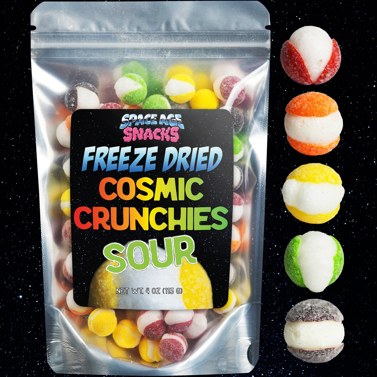 Freeze Dried Sour Cosmic Crunchies Candy Space Age Snacks